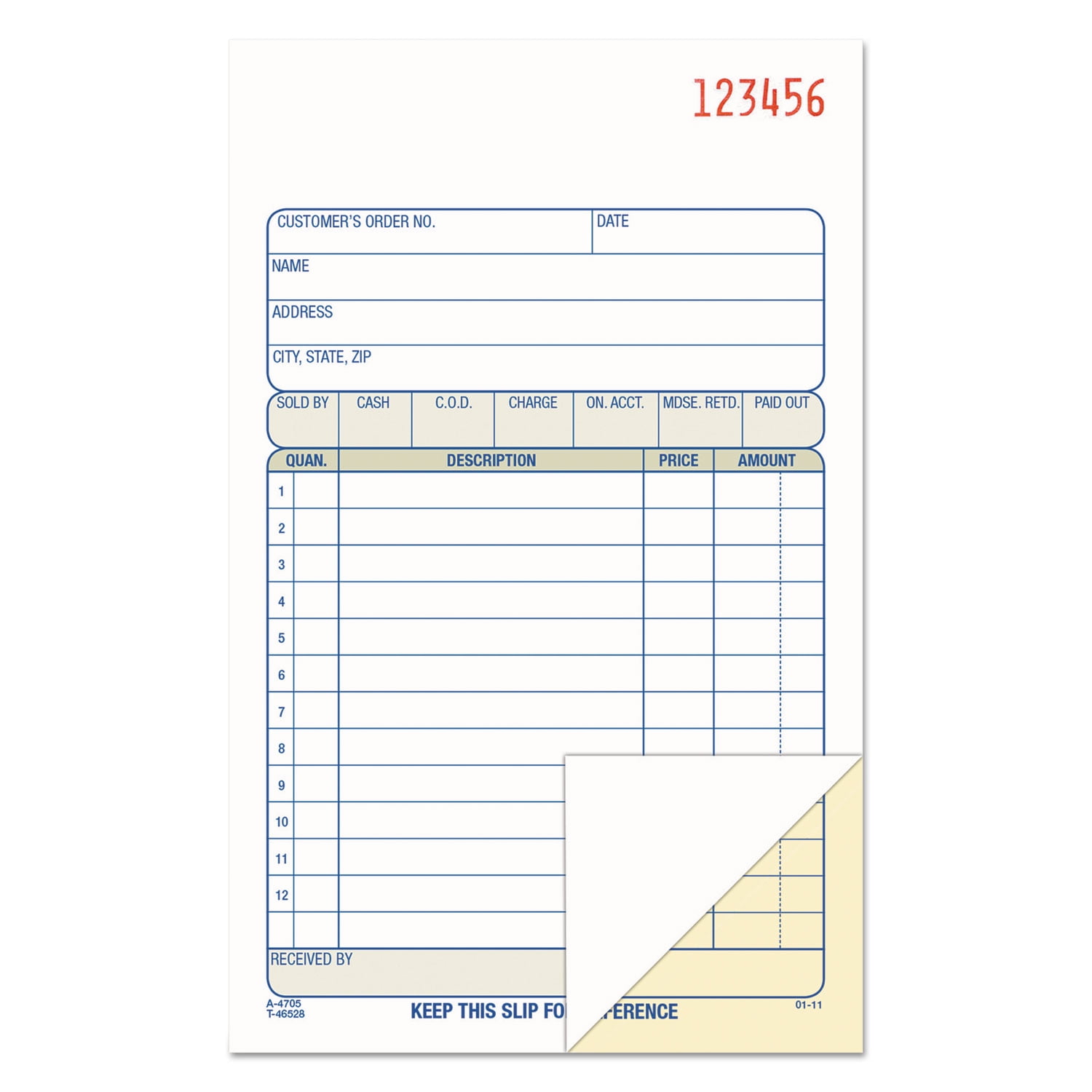 2-Part Sales Book, 12 Lines, Two-Part Carbon, 6.69 x 4.19, 50 Forms ...