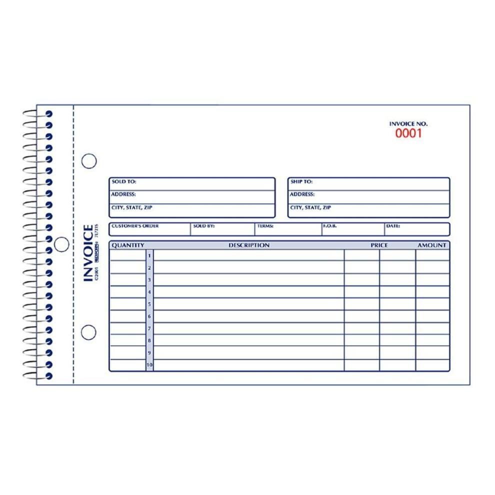 Rediform-Blueline 2-Part Spiral Bound Invoice Book, Carbonless, 50 ...