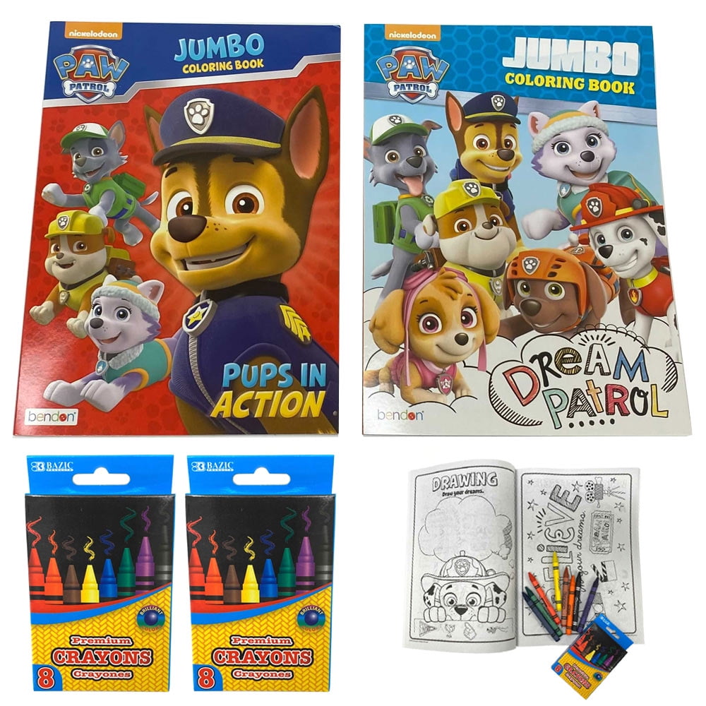 2 Paw Patrol Coloring Book 2 Premium Crayons Set Activity Pad Kids ...