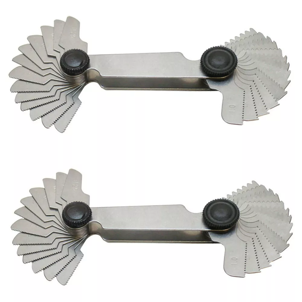 2 Pc 0.25-2.5Mm 60 Degree Screw Pitch Gages Gauge 28 Blades Inspection ...