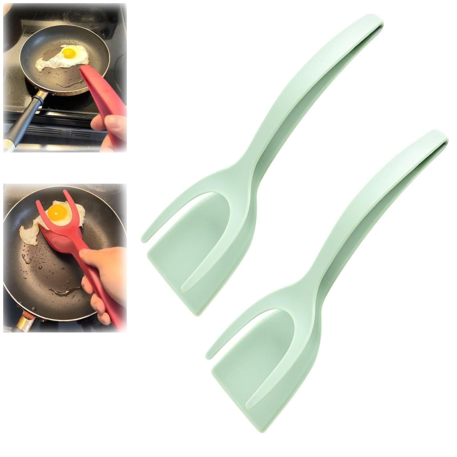 2 Pc 2 In 1 Egg Spatula,2 In 1 Grip and Flipping Tongs Spatula, Multi ...