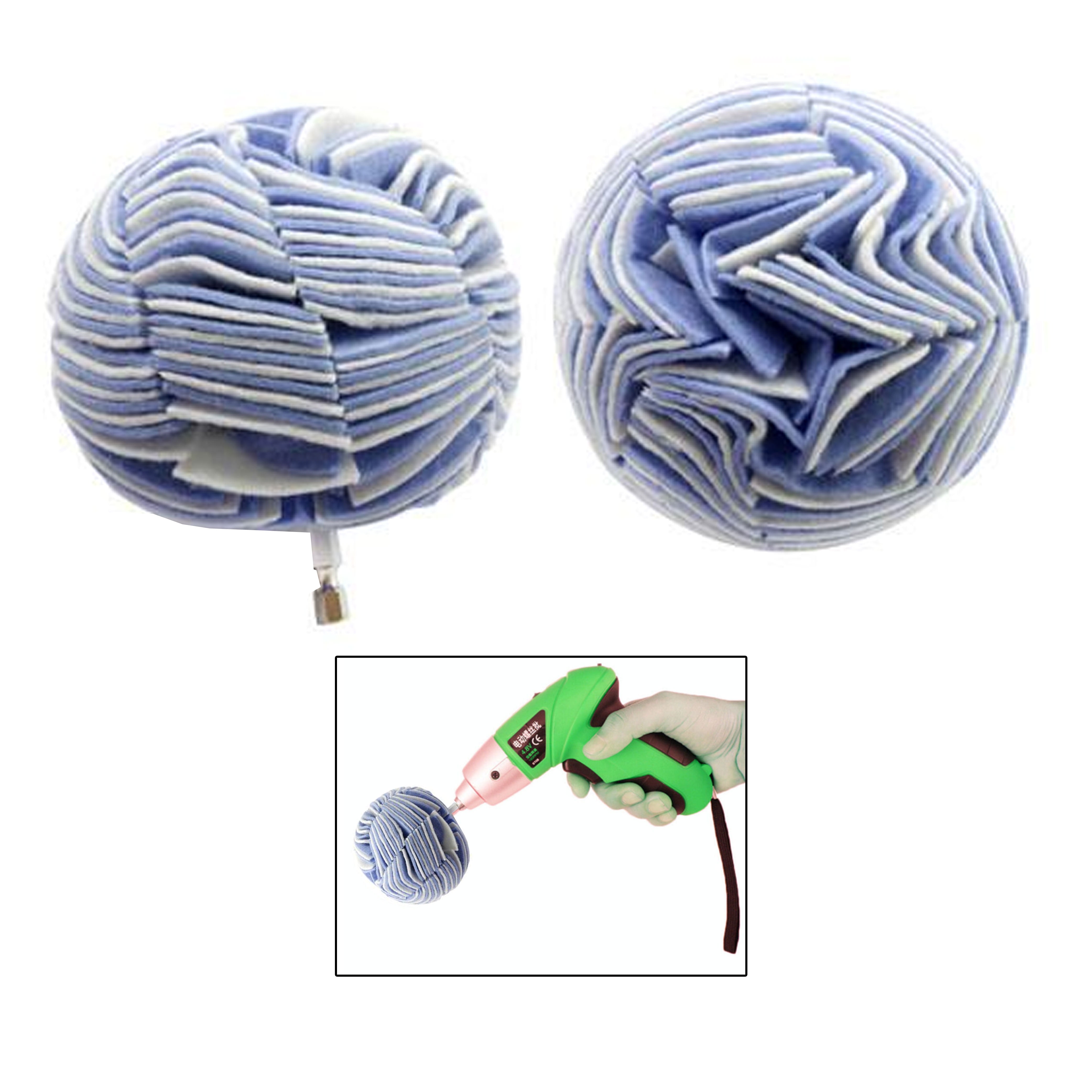 2 Pc 4" Non Woven Buffing Ball Hex Shank Power Drill To High-Speed ...