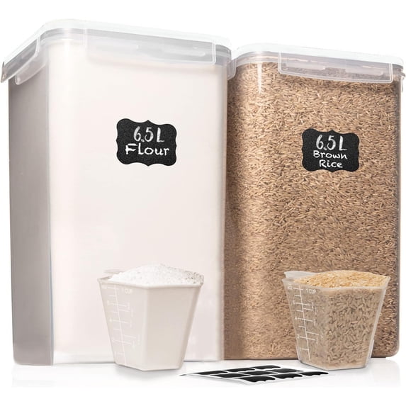 2 Pc [7 Qt / 6.5l 220 Oz] Large Food StorContainers With Lids Airtight ...