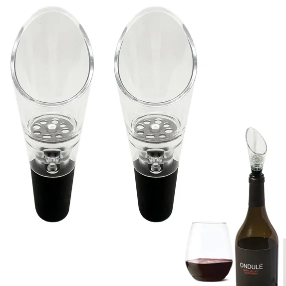 2 Pc Aerator Pourer Spout Bottle Pour Air Flow Stopper Dispenser Liquor ...