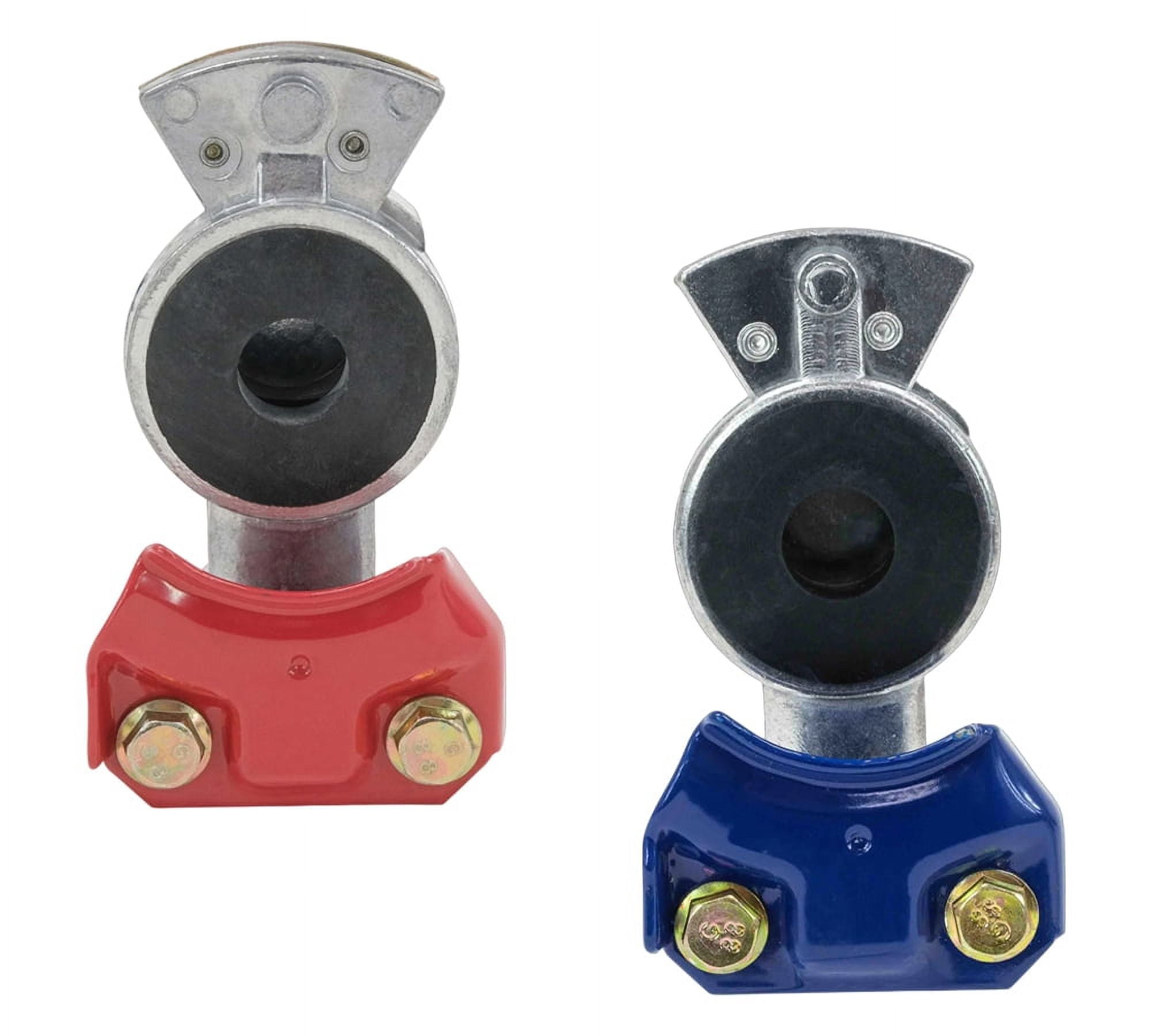 2 Pc Aluminum Gladhands Set 1 Service (Blue) & 1 Emergency (Red ...