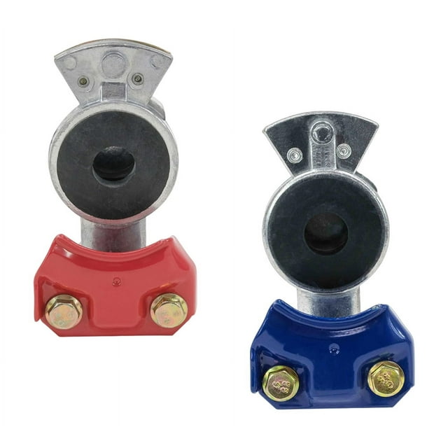 2 Pc Aluminum Gladhands Set 1 Service (Blue) & 1 Emergency (Red ...