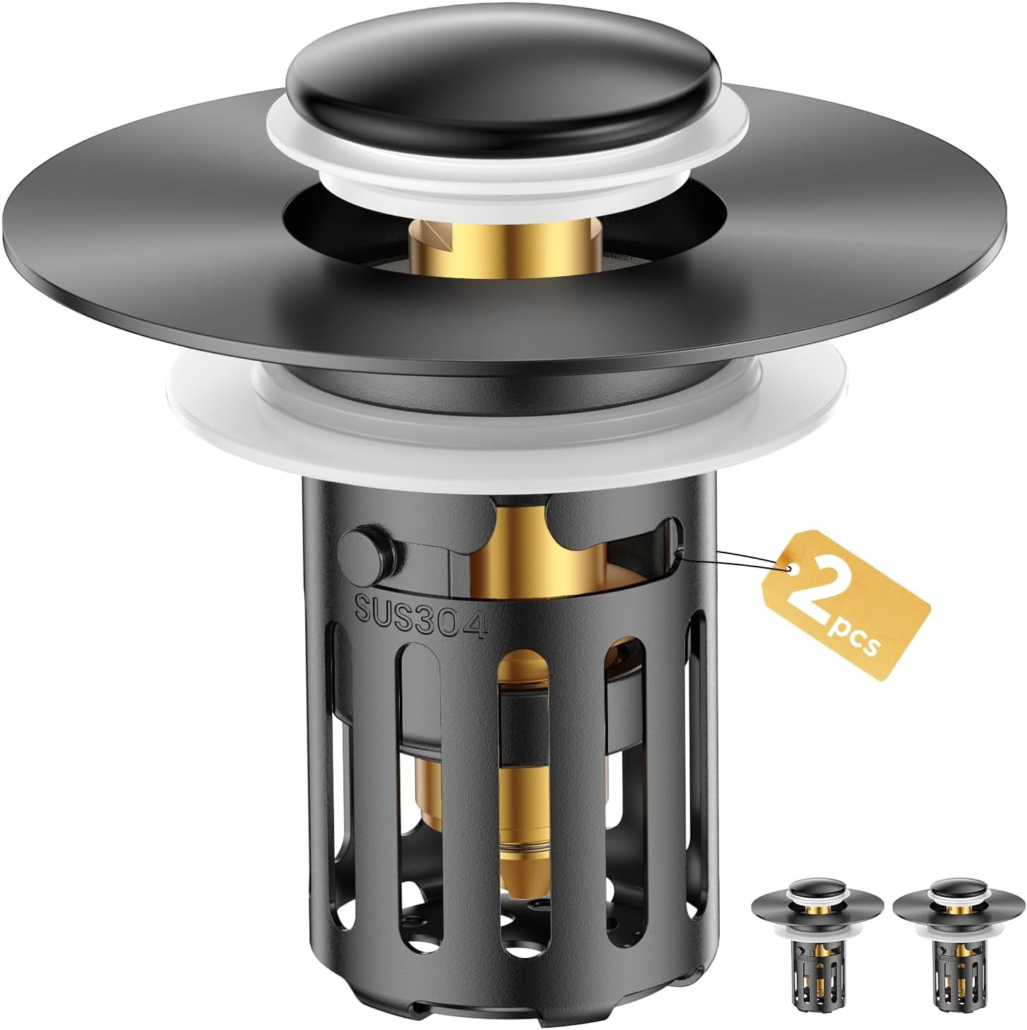 (2 Pc) Bathroom Sink Stopper- Metal Sink Stopper-Universal Fit 99% ...