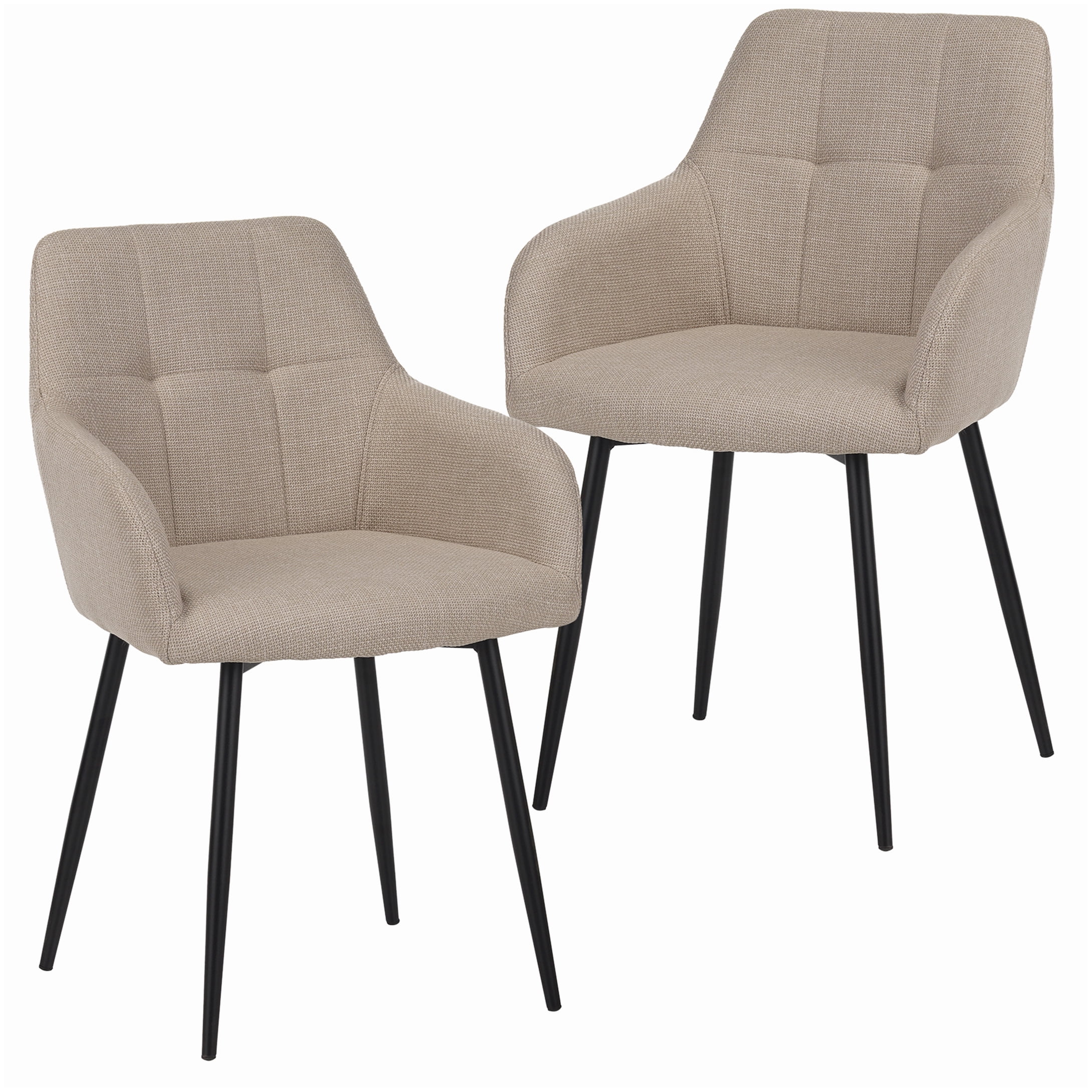 2 Pc Beige Padded Dining Chairs Set, Contemporary Upholstered Side ...