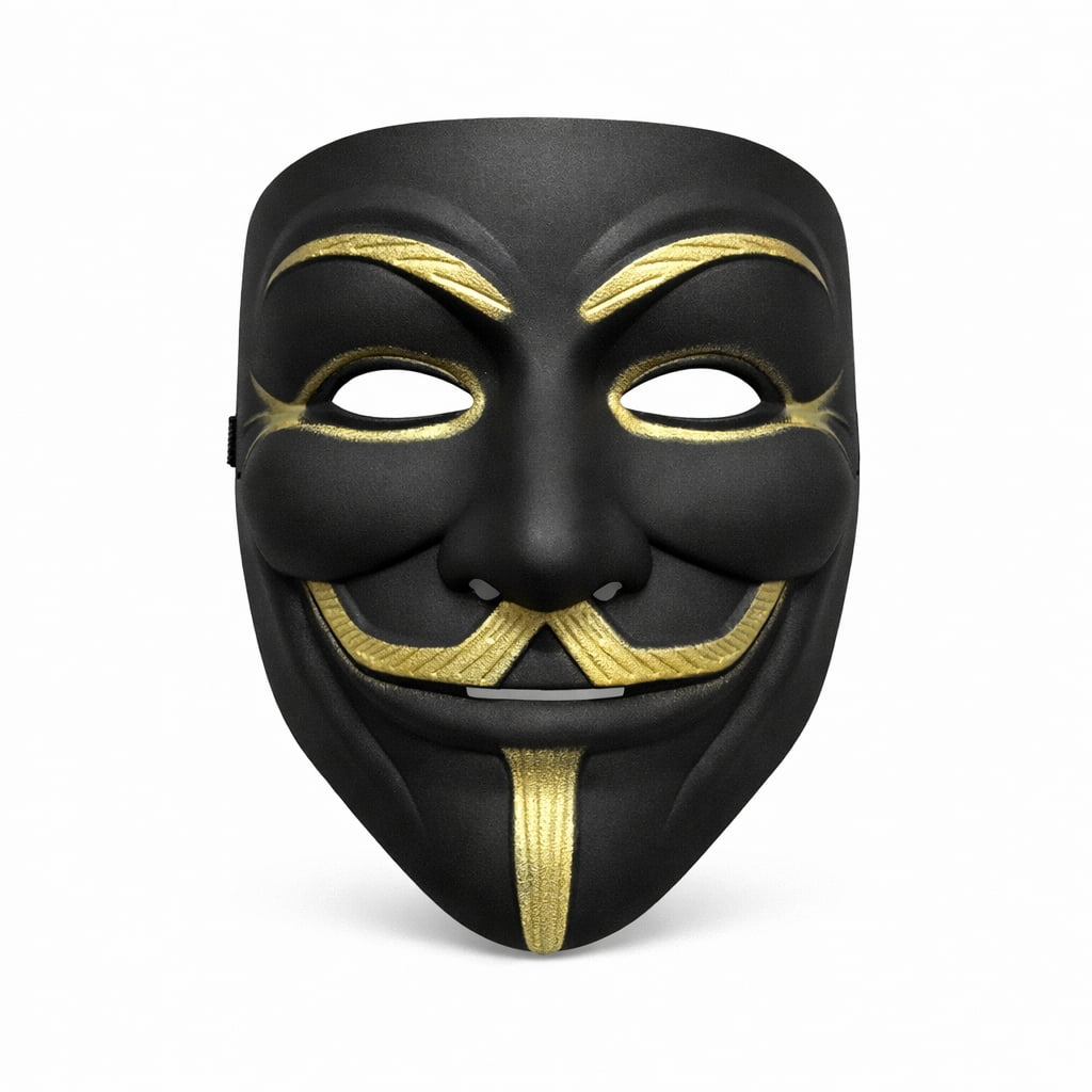 2 Pc Black and Gold Costume Face Mask Adult Cosplay Party Set One Size ...
