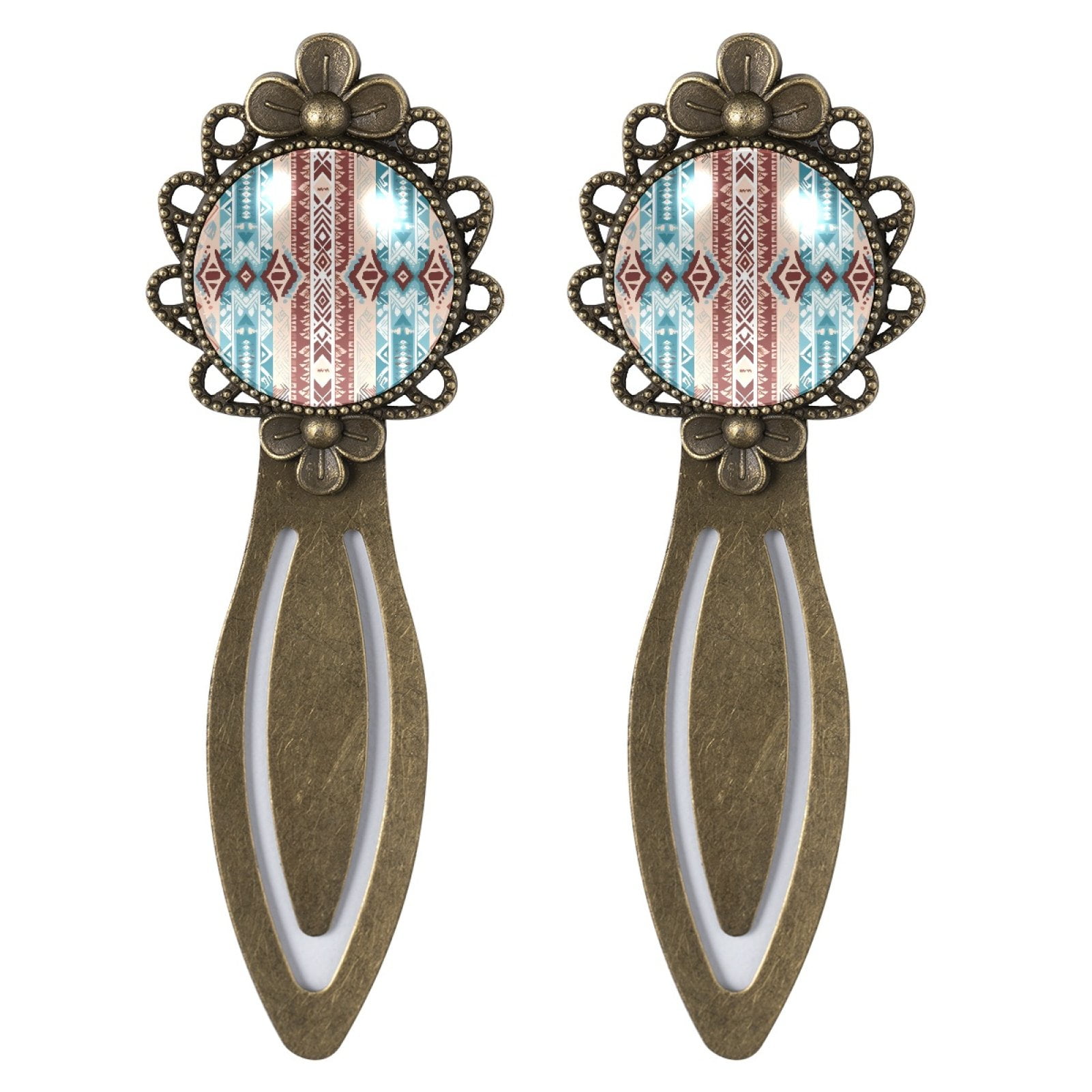 2-Pc,Bookmarks for Book Lovers,Metal Bookmarks for Women,Ethnic and Rhombus Geometry - Walmart.com