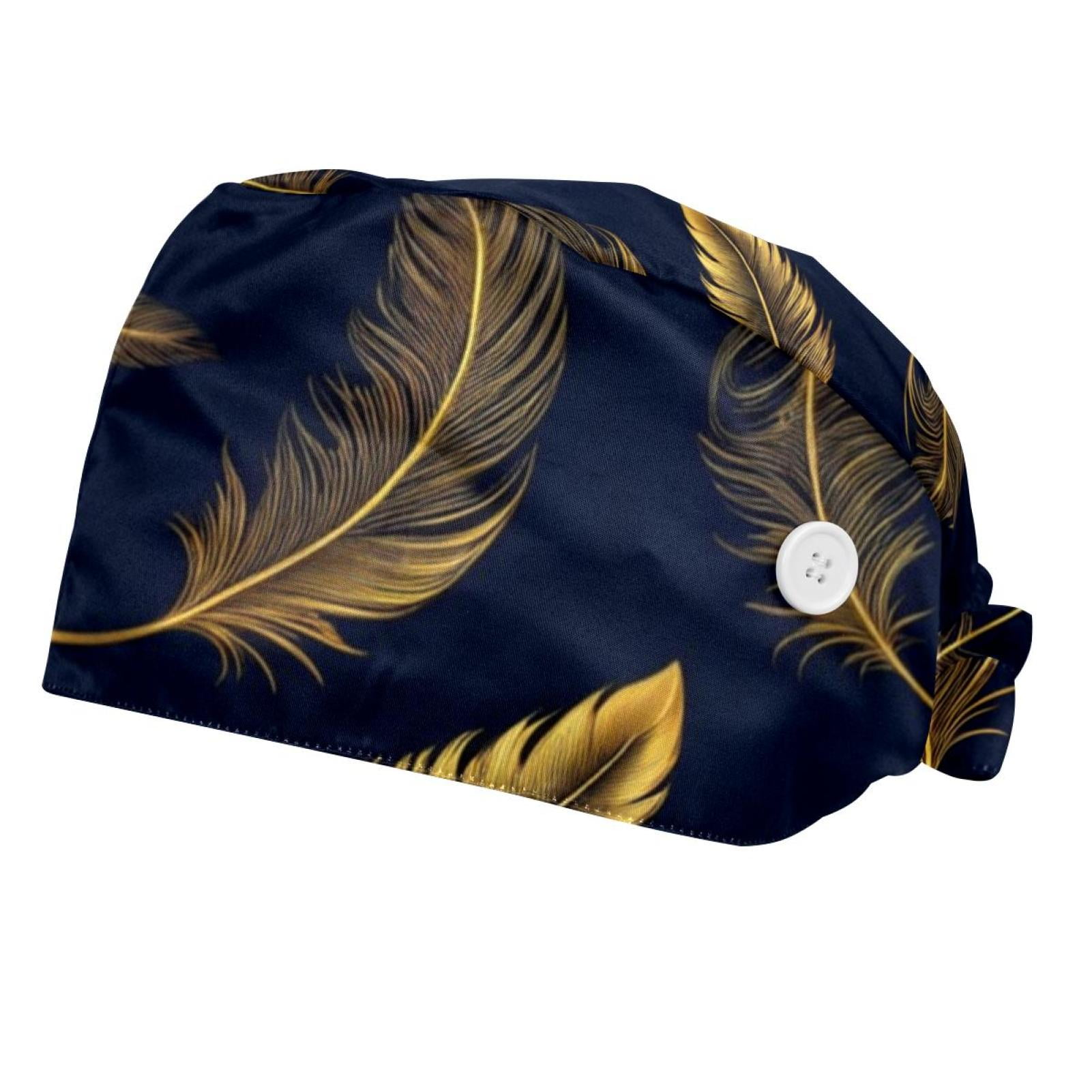 2-Pc Bouffant Nurse Hats,Workout Hat with Buttons and Cotton Sweatband ...