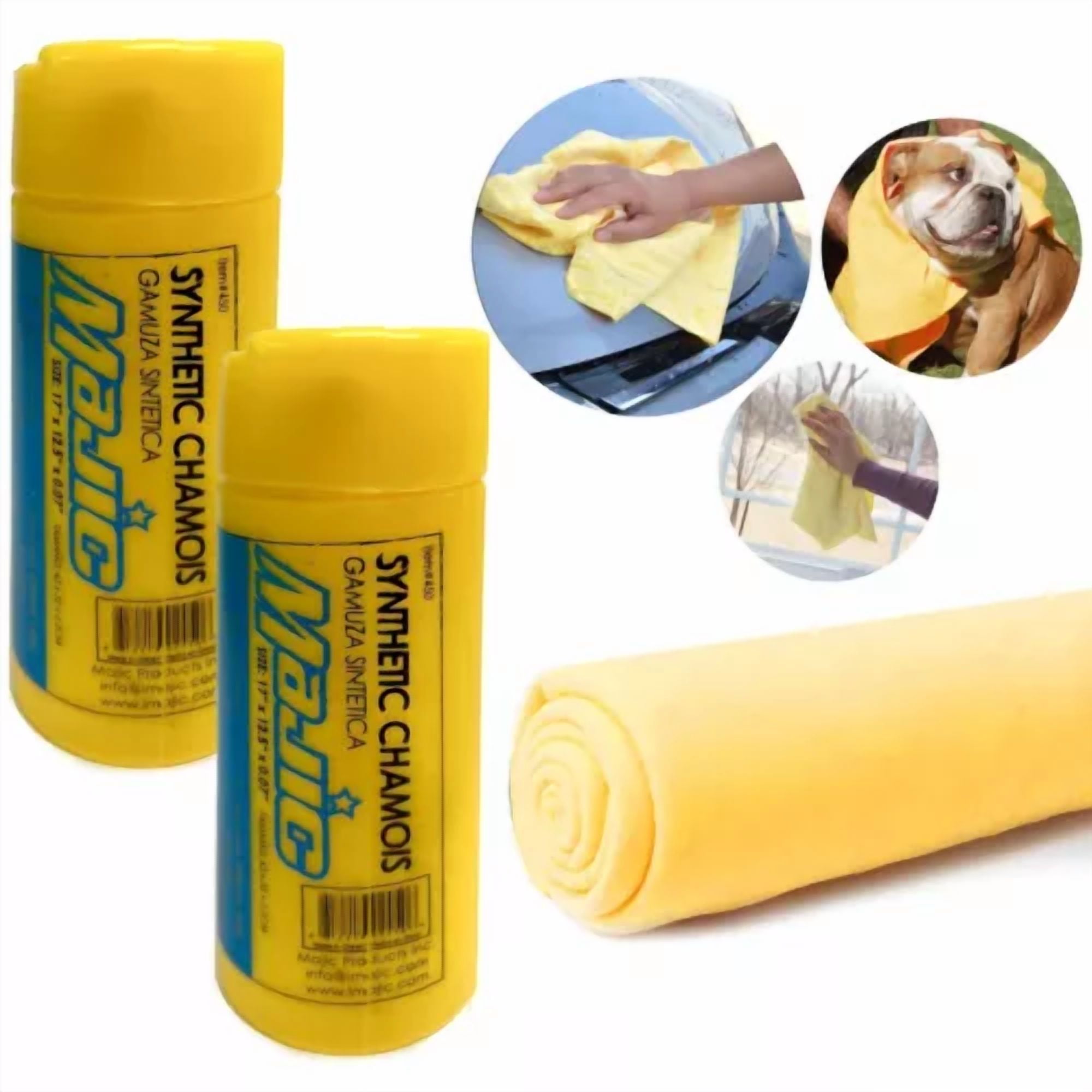 2 Pc Chamois Synthetic Multi Purpose Cleaning Cloths Shammy Car Wash ...