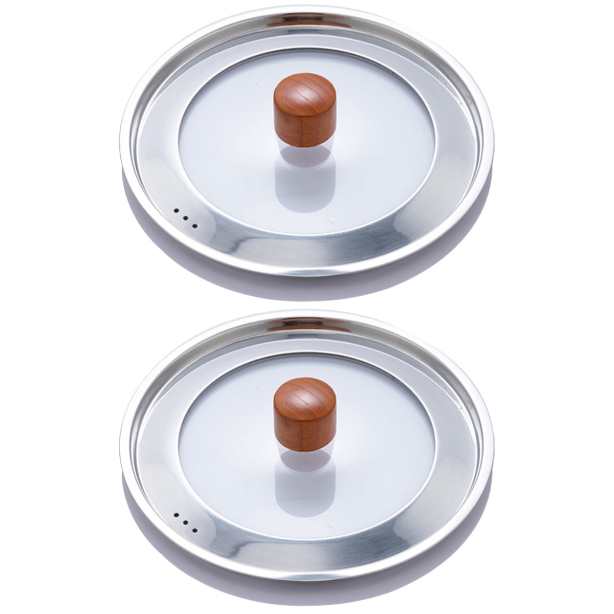 2 Pc Cookware Glass Stainless Steel Lids for Pots Window Cover Cooking ...