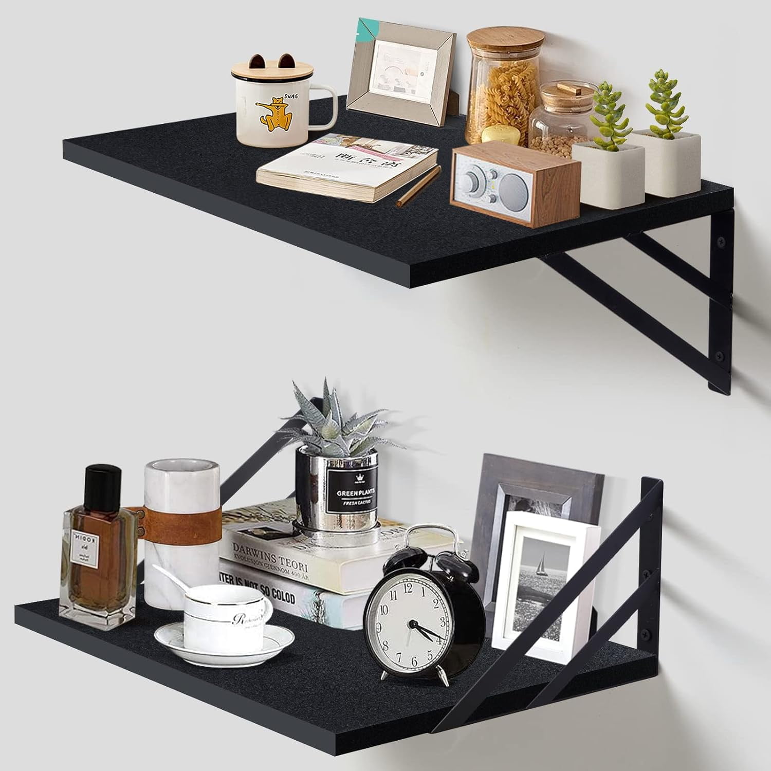 2 Pc Deep Floating Shelves ; 12 Inch Deep Wall Mounted Hanging Shelves ...