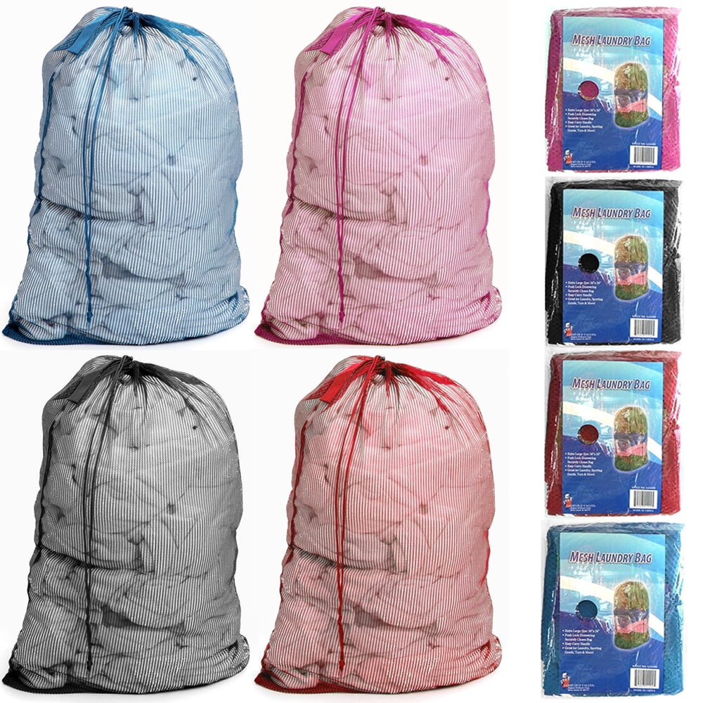 2 Pc Extra Large Mesh Laundry Bags Drawstring Handle 36"x24" Lingerie ...