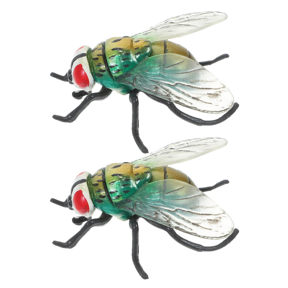 2 Pc Fake Fly Plastic Fly Bugs Simulated Insect Joke Toys Prank Toy Fly ...