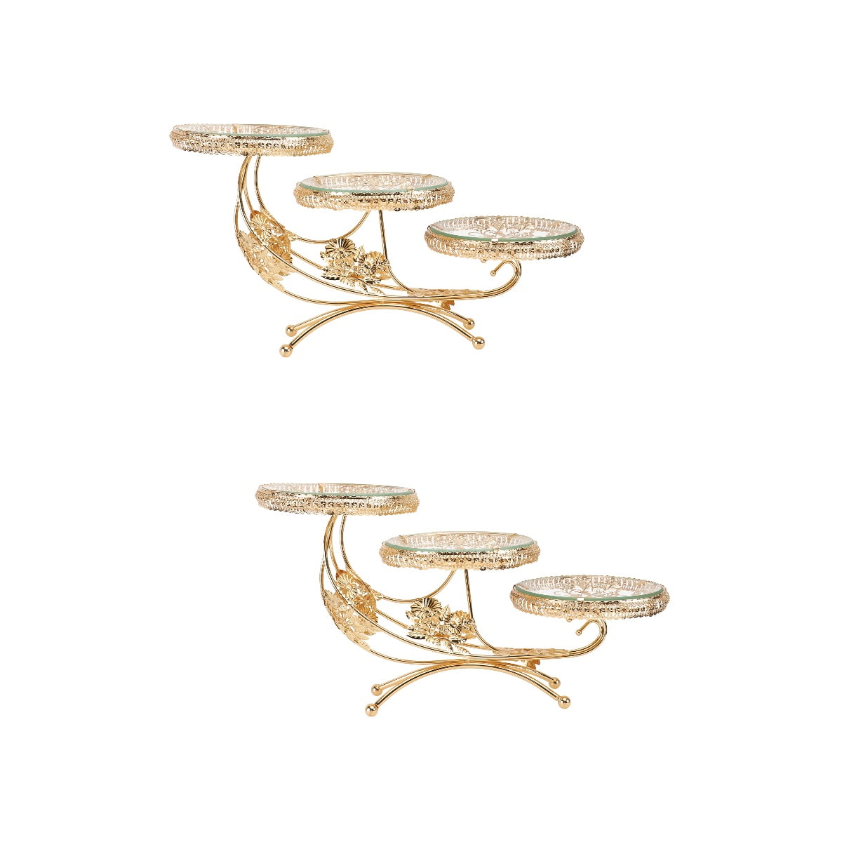 2 Pc Glass Fruit Bowl Cakes Pan Crystal Tray Cupcake Display Holder ...