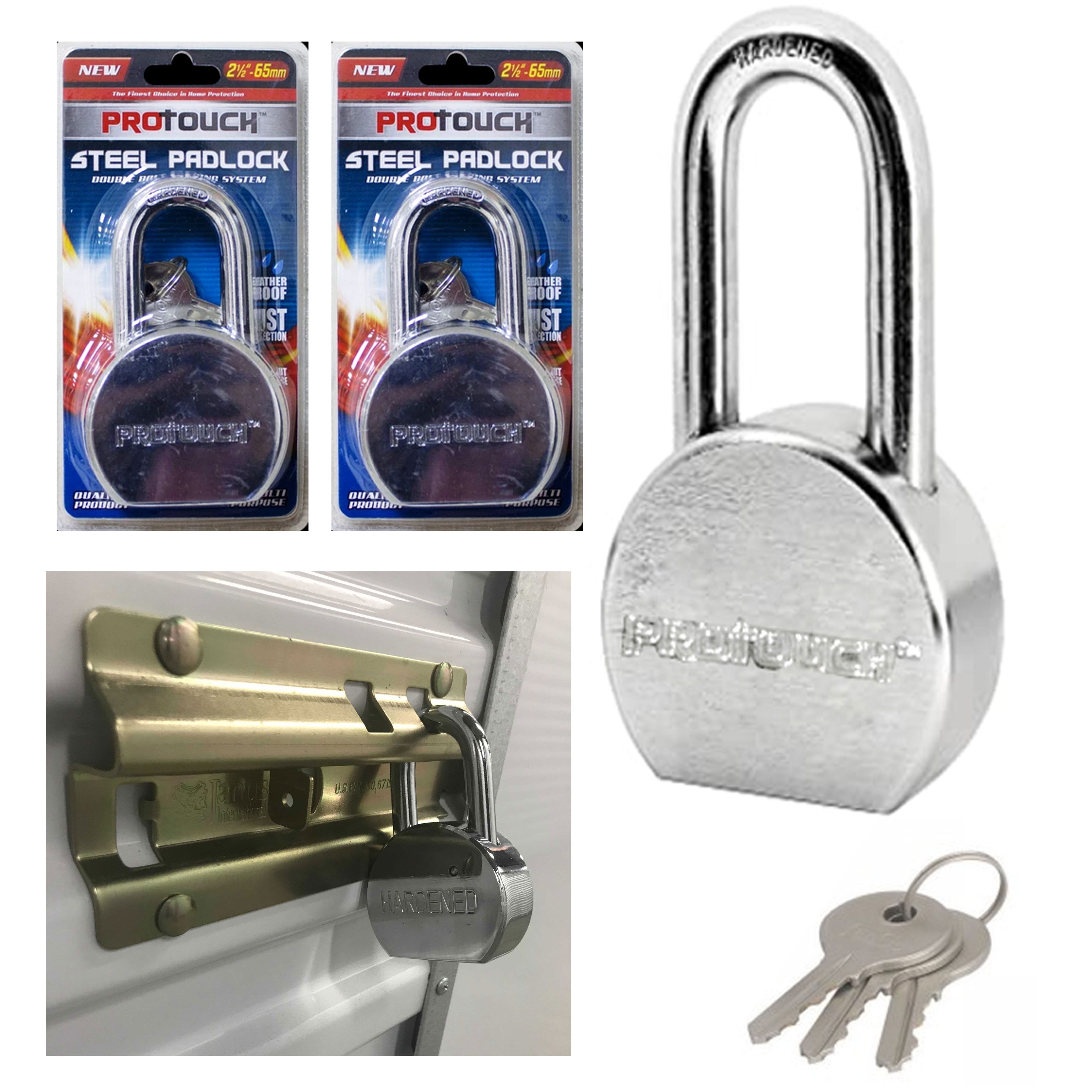 2 Pc Heavy Duty Solid Steel Padlock Lock Hardened Locker Gym Bike ...