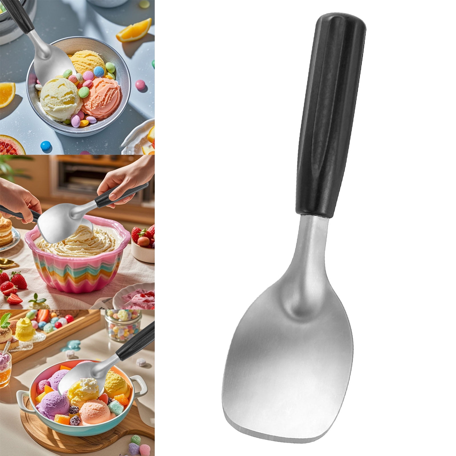 2 Pc Ice Cream Spade Stainless Steel Flat Ice Cream Paddle Scooper for ...