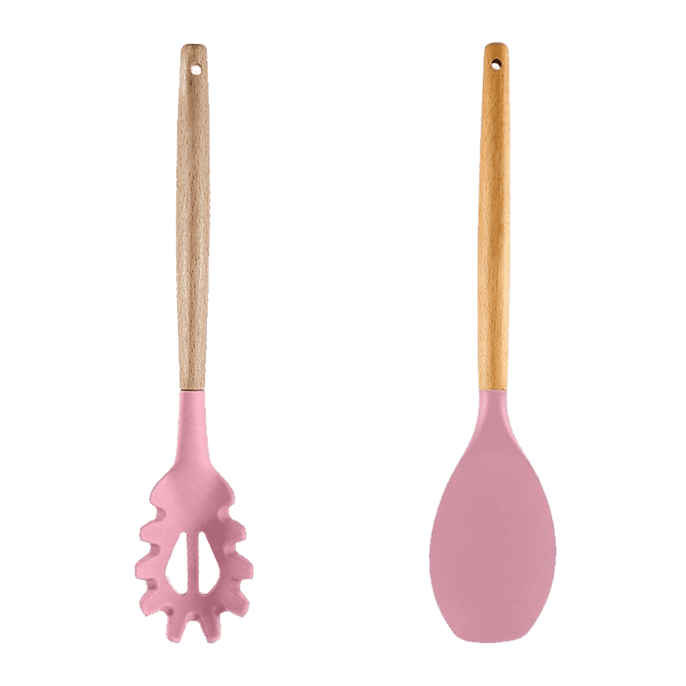 2 Pc Kitchen Utensil Set, Easy to Clean Wooden Kitchen Utensils ...