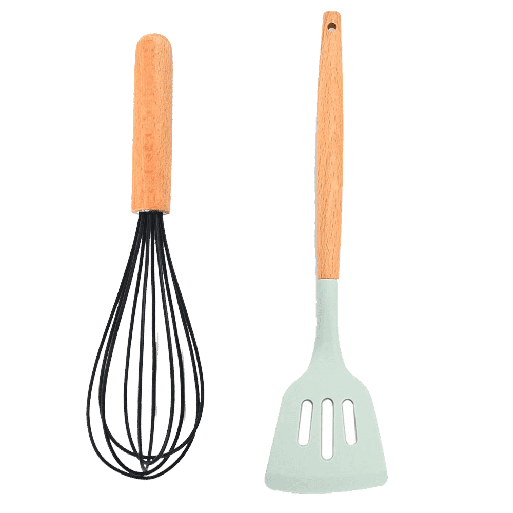 2 Pc Kitchen Utensil Set, Easy to Clean Wooden Kitchen Utensils ...