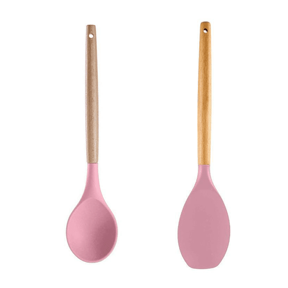 2 Pc Kitchen Utensil Set, Easy to Clean Wooden Kitchen Utensils ...