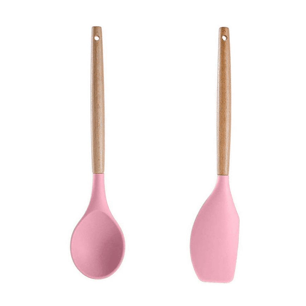 2 Pc Kitchen Utensil Set, Easy to Clean Wooden Kitchen Utensils ...