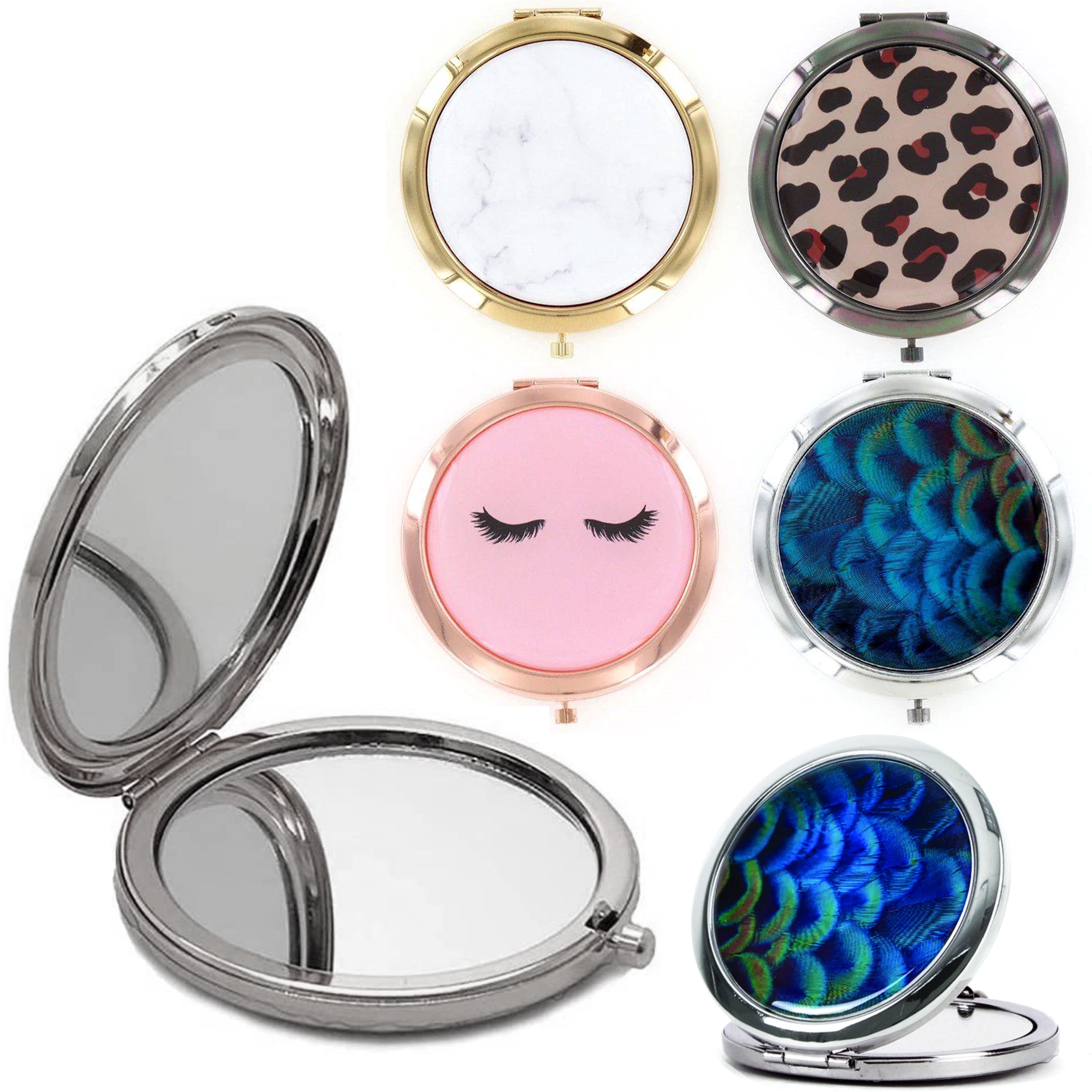 2 Pc Magnifying Make Up Mirror Dual Sided Round Compact Handheld Makeup ...
