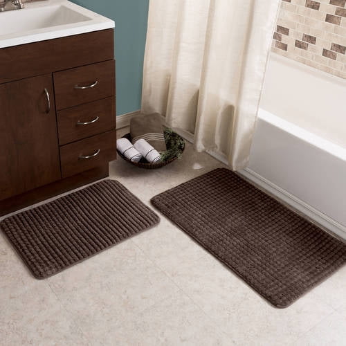 2 Pc Memory Foam Bath Mat Set by Somerset Home - Woven Jacquard Fleece ...
