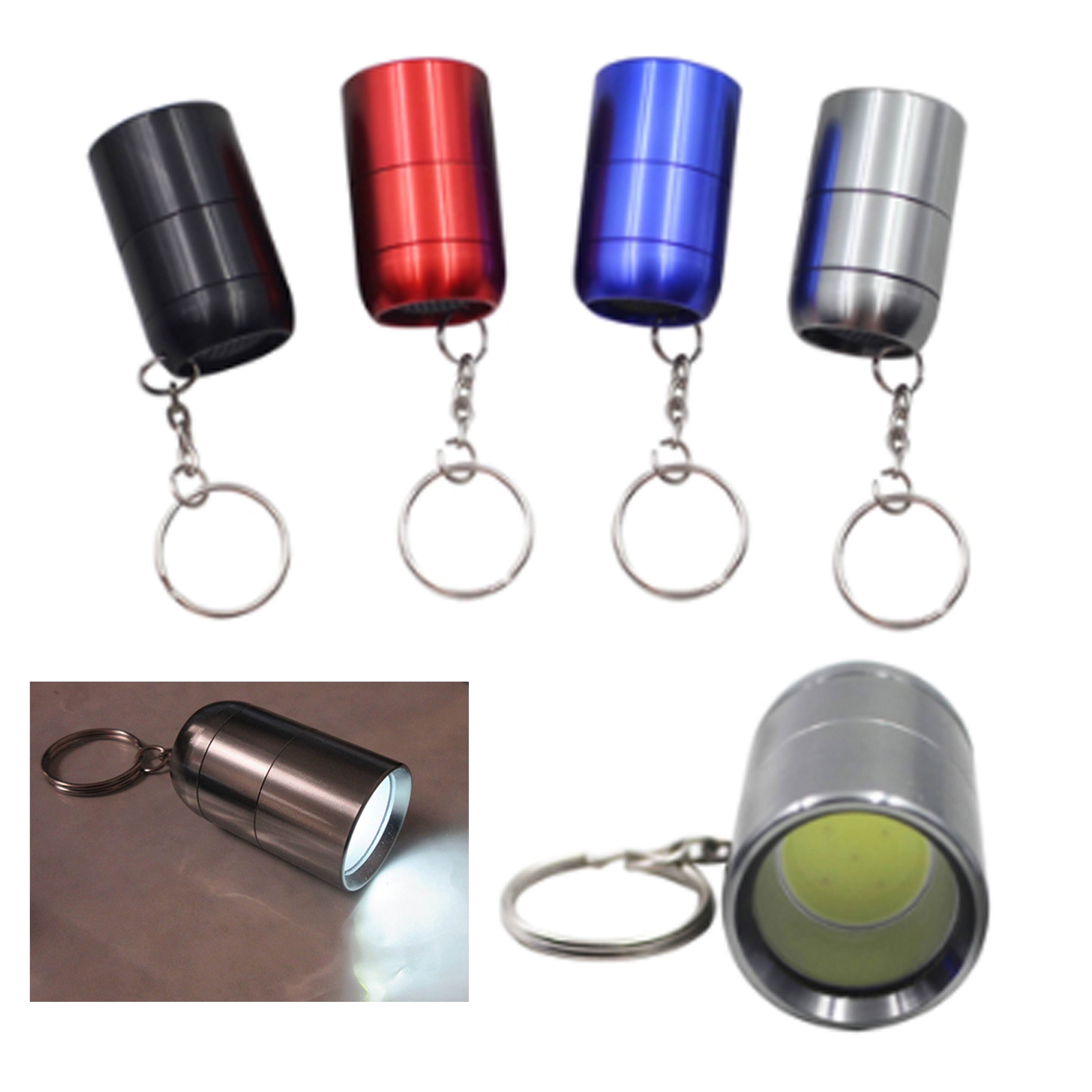 2 Pc Mini COB LED Flashlight Keychain Key Ring Camp Working Handy Light ...