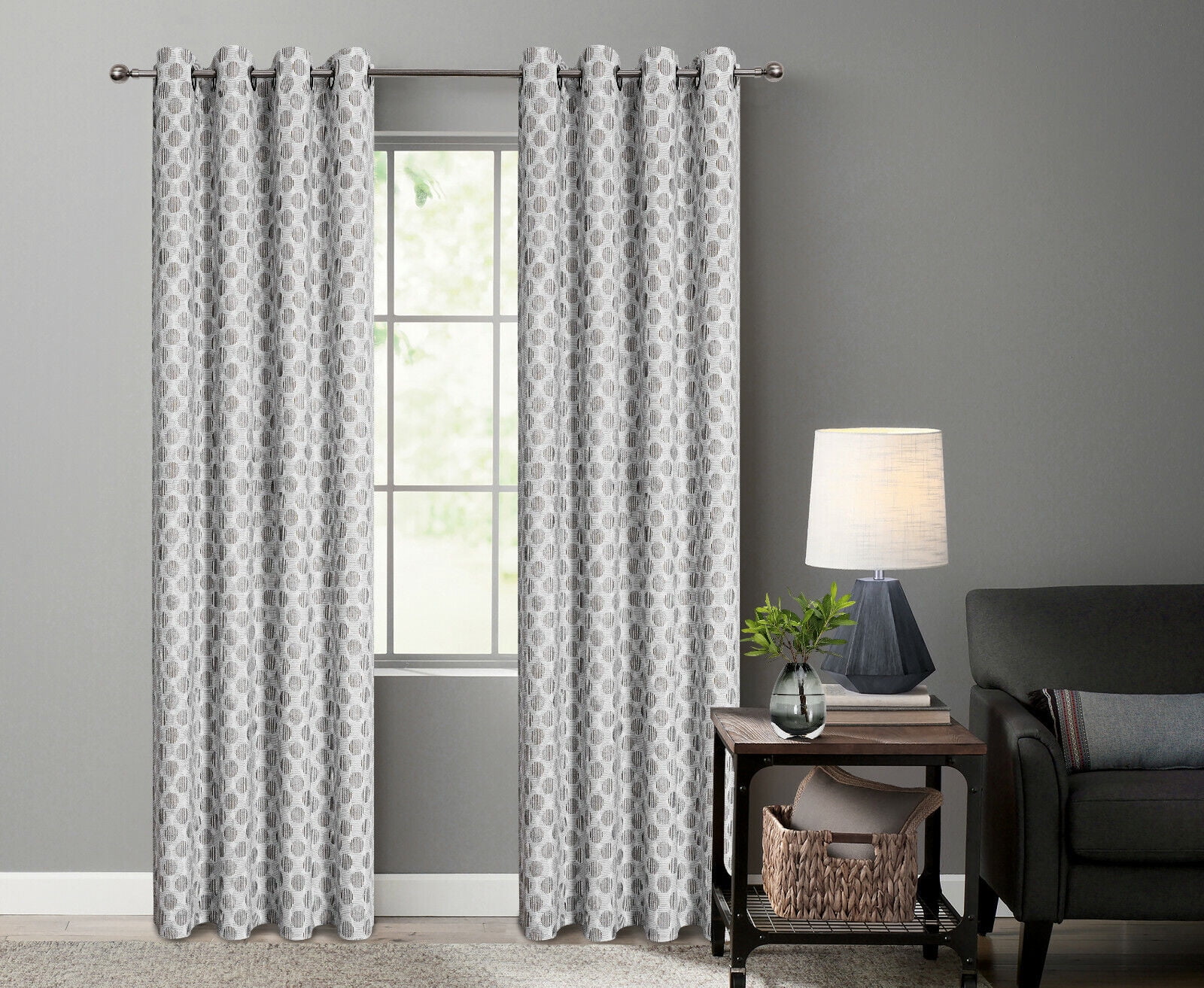 2 Pc Modular Sparkly Circles Grommet Top Curtains, Cozy and Elegance ...