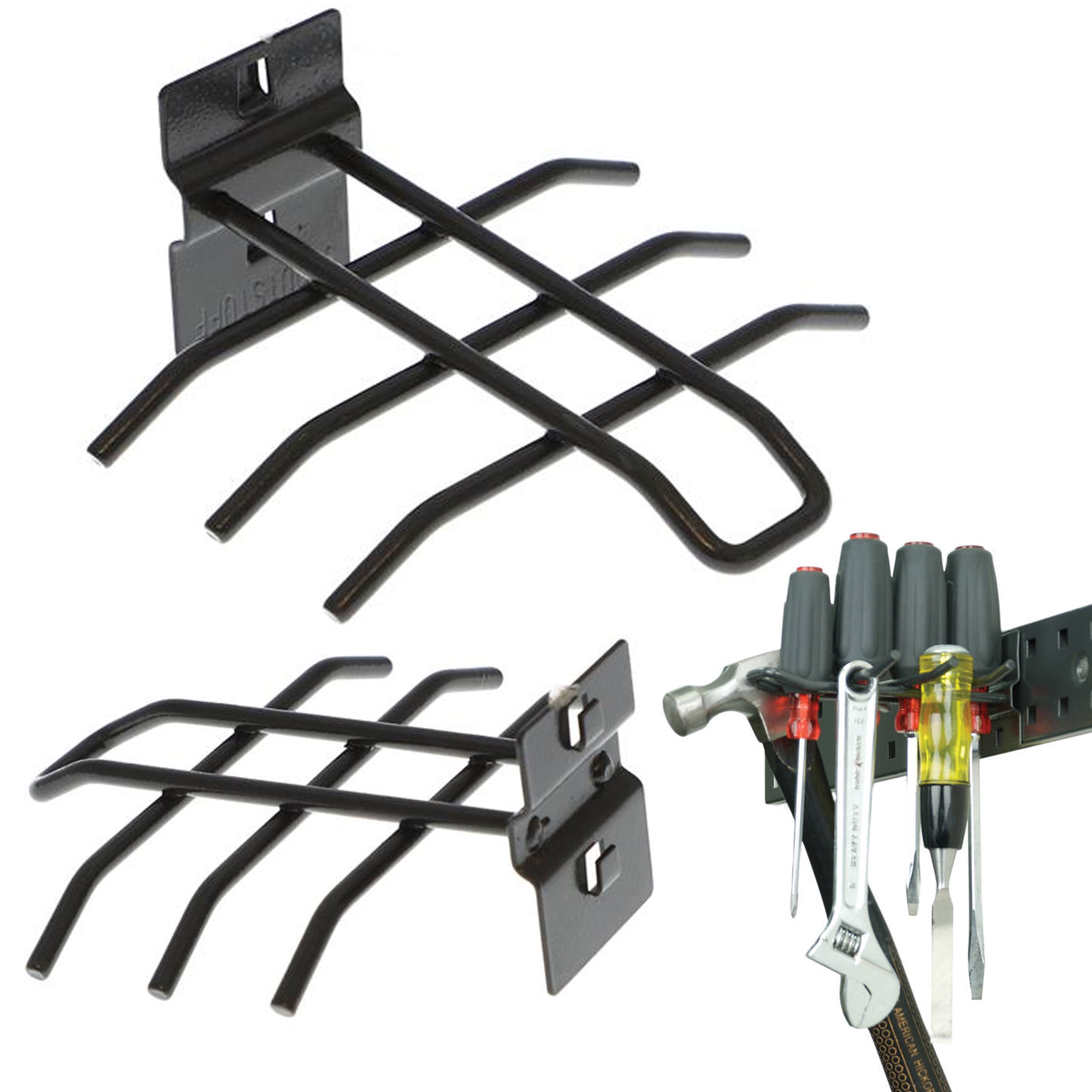 2 Pc Mounted Steel Multi Tool Rack Bar Holder Workshop Organizer ...
