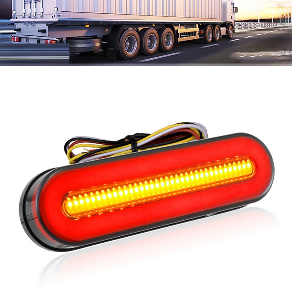 2 pc Oval Stop LED Turn Tail Brake Lights Red Flowing for DRL Trailer ...