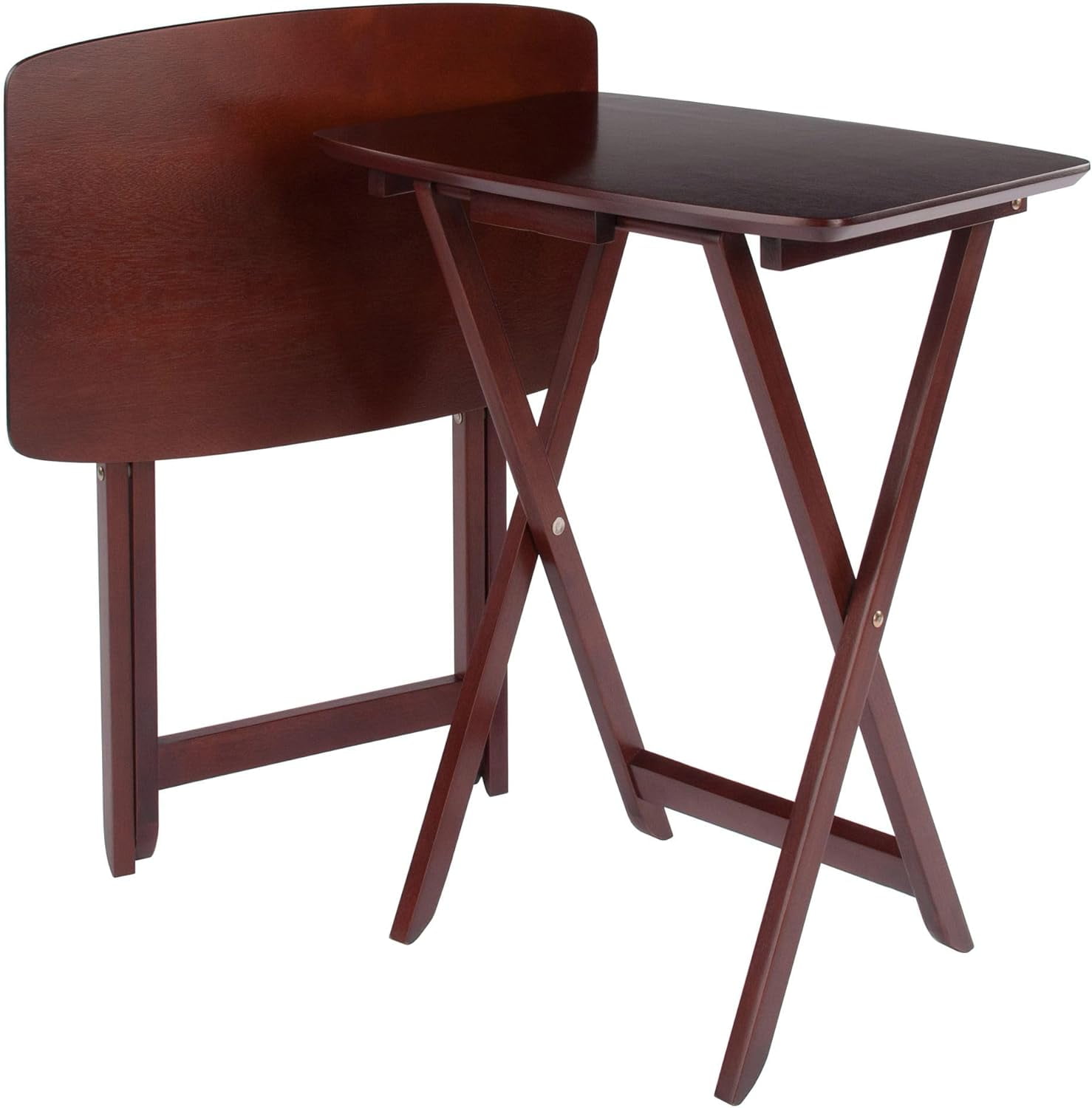 2-Pc Oversize Snack Table Set, TV Table with Solid/Composite Wood, 23.62W x 15.75D x 25.43H ...