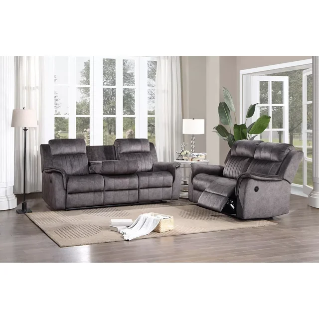 2 Pc Power Reclining Sofa Set, Fabric Upholstered Living Room Set ...