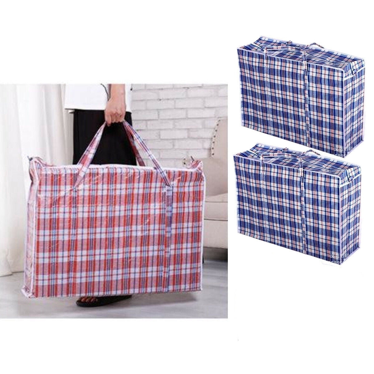 2 Pc Reusable Large Jumbo Giant plastic Laundry Bag Big Storage Zipper ...