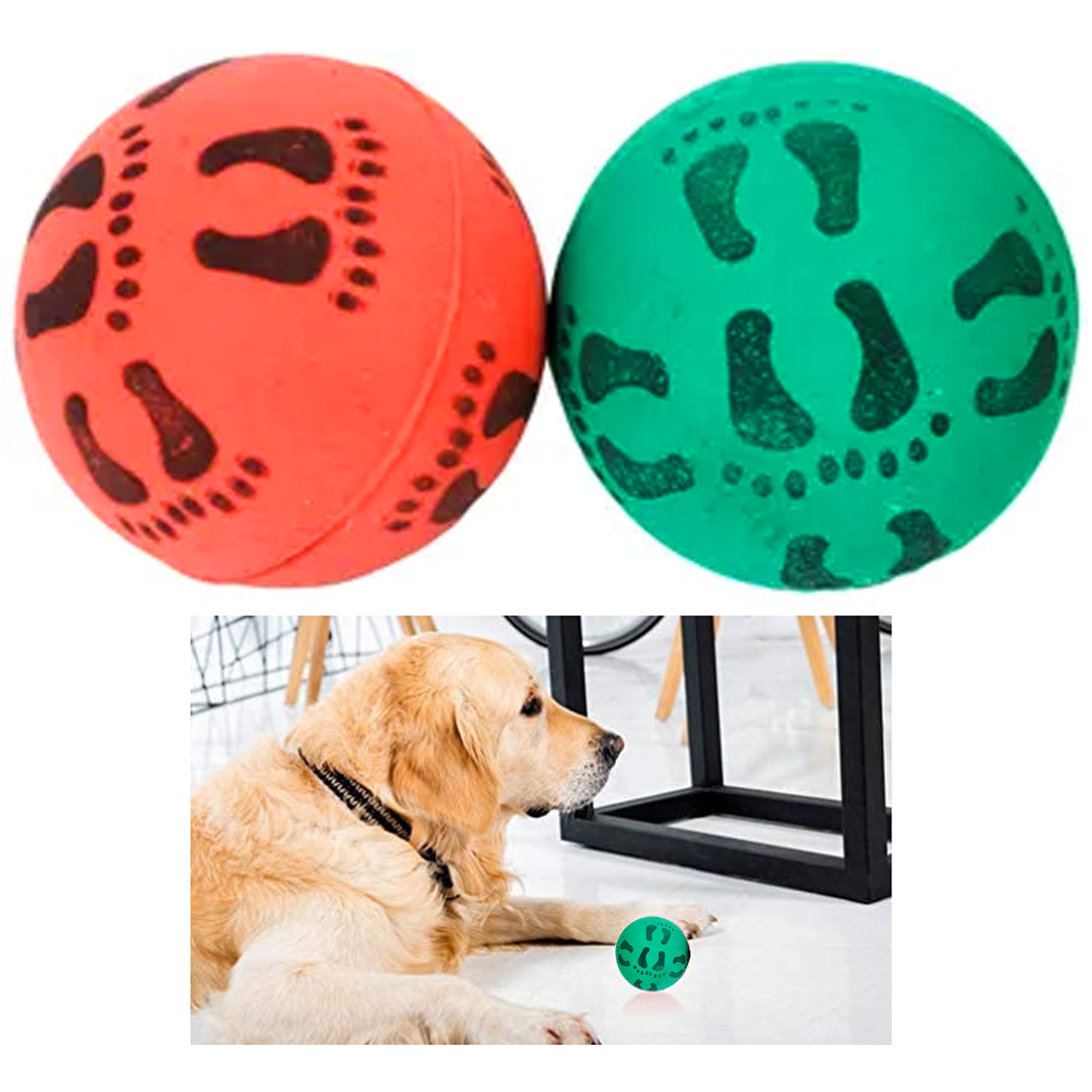 2 Pc Rubber Pet Balls 2.36" Dog Cat Toys Puppy Chase Round Play Chew ...
