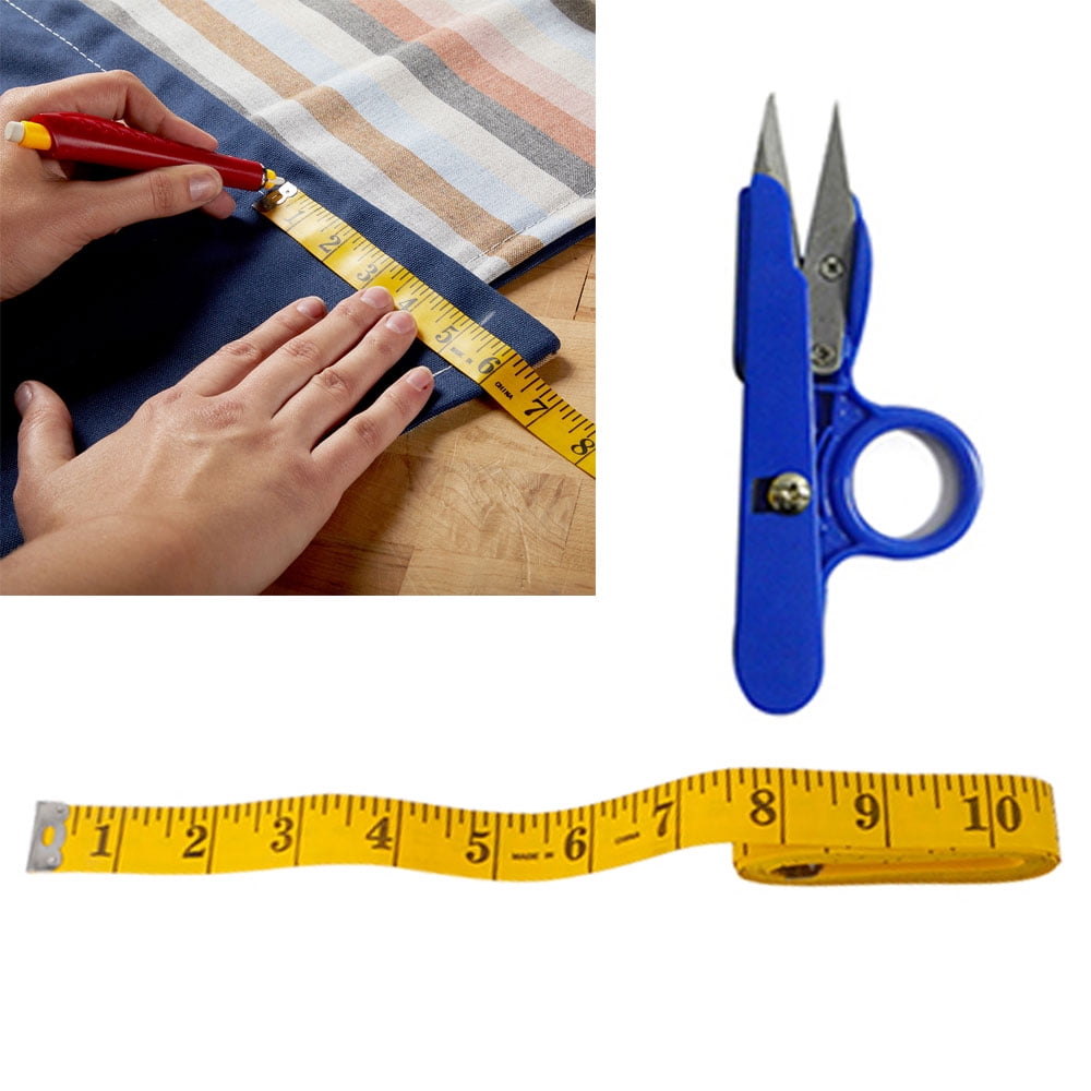 2 Pc Sewing Thread Snip Scissors Tape Measure Measuring Trimming Fabric ...
