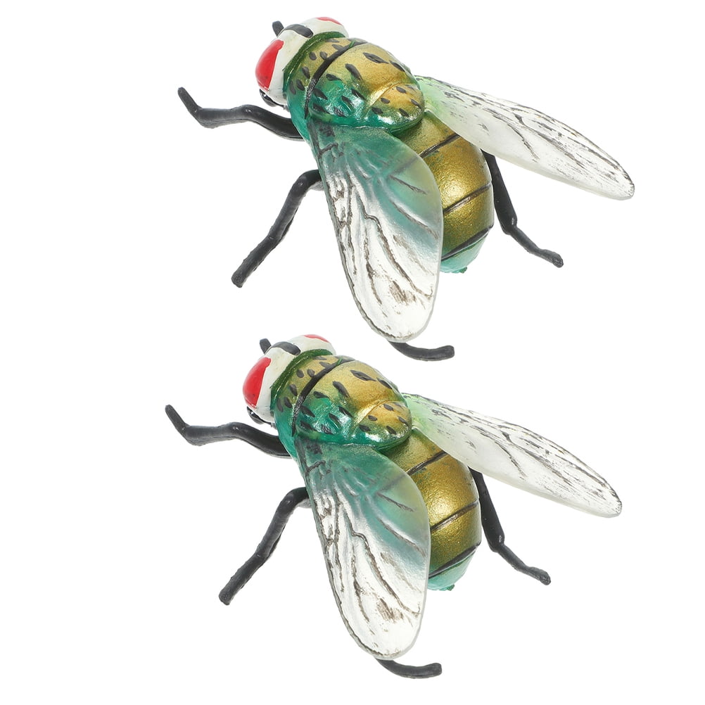 Plastic Statue for Decor Multi-Colored Realistic Fake Flies 2 Pc ...