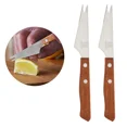 2 Pc Stainless Steel Bar Knife Peeler Sharp Blade Wooden Handle Channel ...