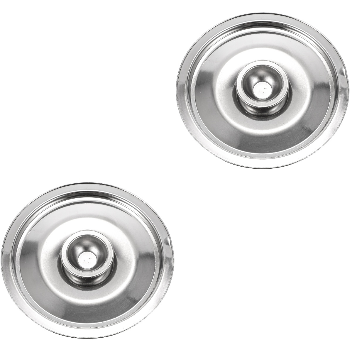 2 Pc Stainless Steel Cylinder Head Griddle Pan Grease Container Lid ...