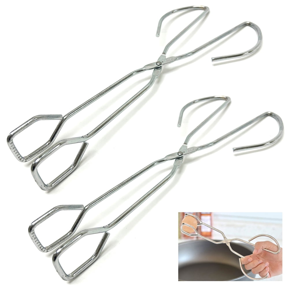 2 Pc Stainless Steel Food Tongs 10" Wire Scissor Handle Kitchen Chef ...