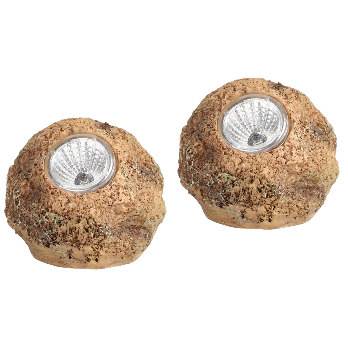 2 Pc Stone Lamp Decor Spotlight Yard Solar Waterproof Garden Rock ...