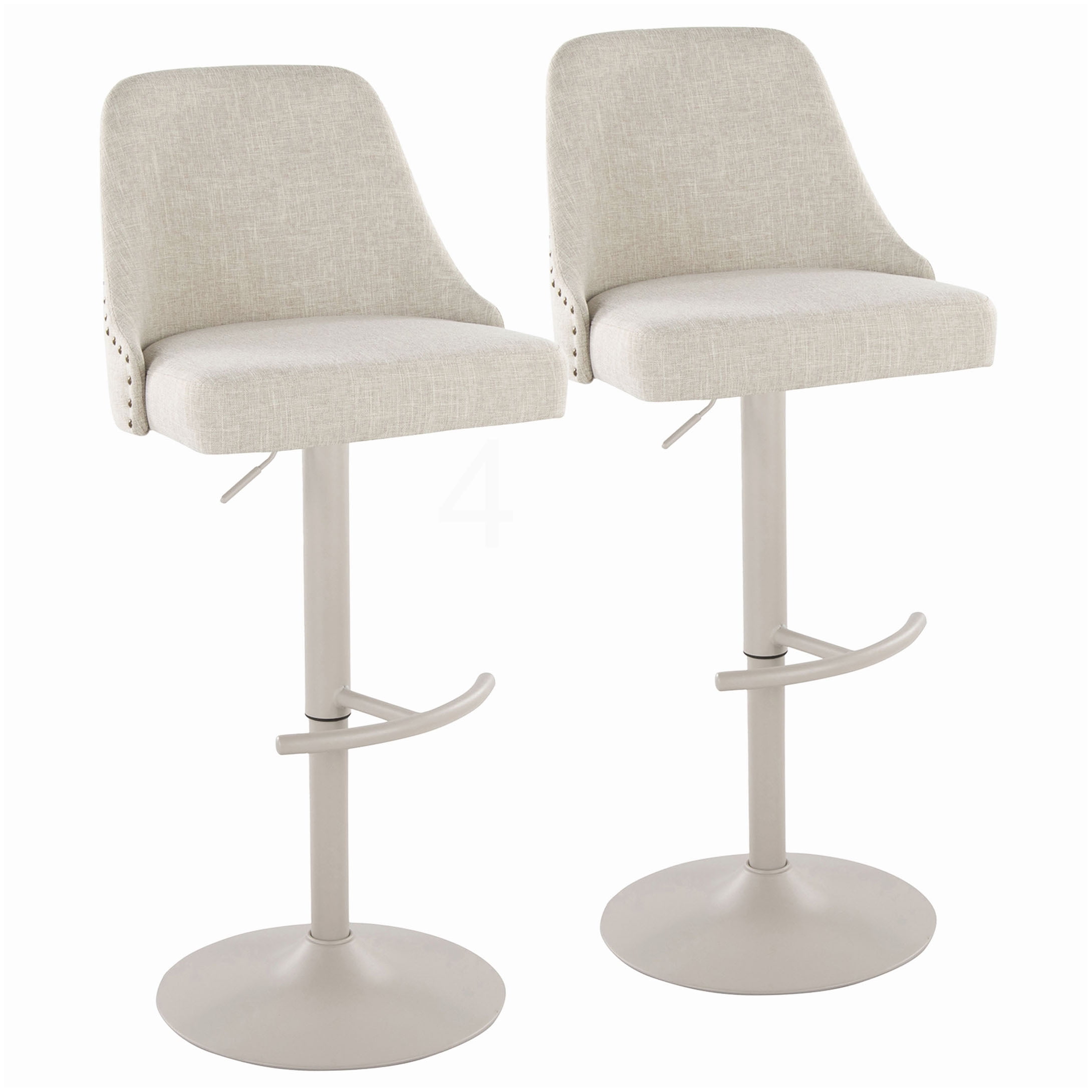 2-Pc Swivel Bar Stools Set, Adjustable Counter Stools with Cream Fabric ...