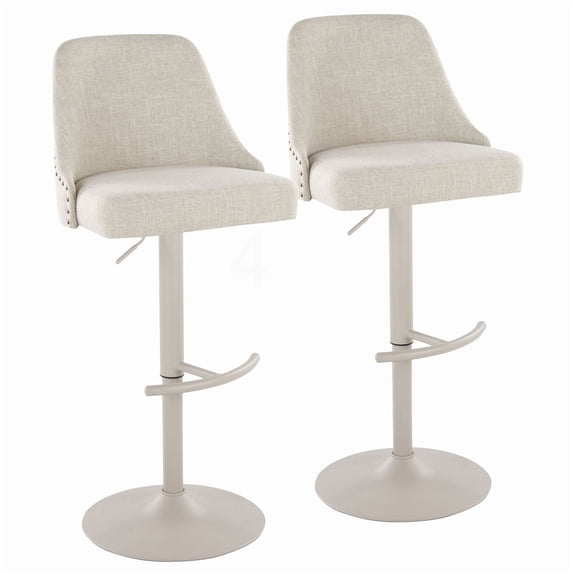 2-Pc Swivel Bar Stools Set, Adjustable Counter Stools with Cream Fabric ...