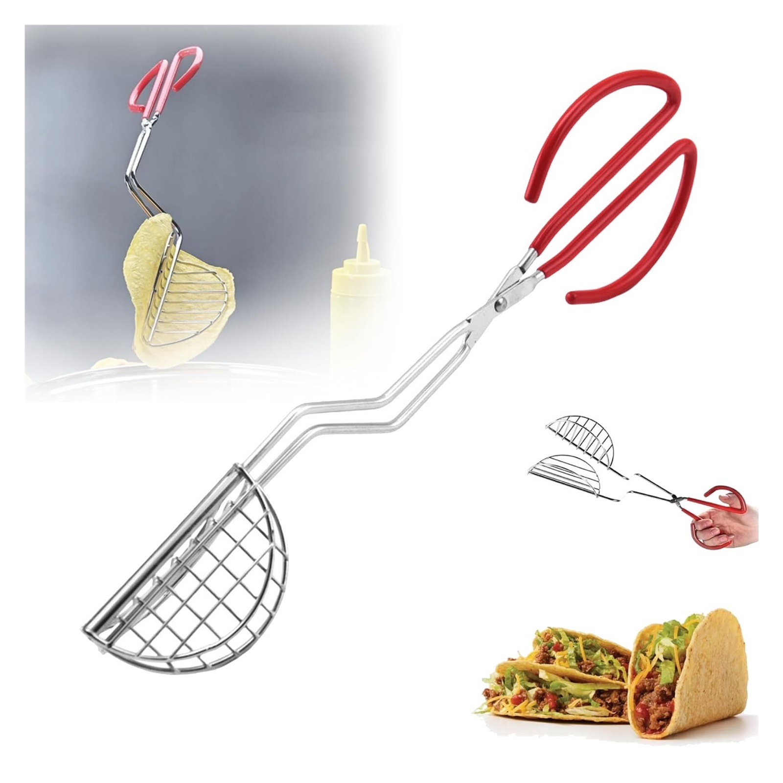 2 Pc Taco Shells ,Tong U Shaped Taco Shells,Crisp Deep Fryer Kitchen ...