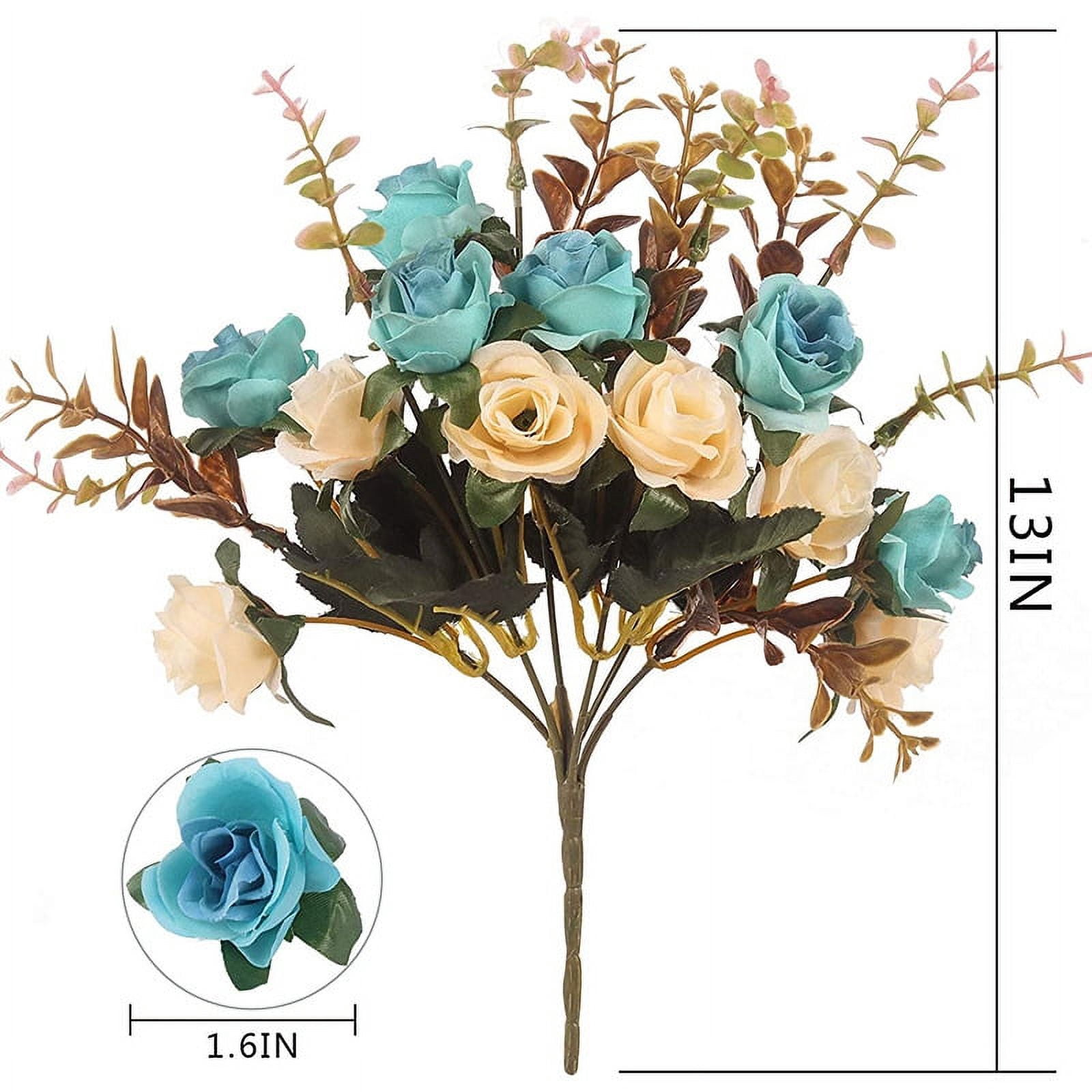 2 Pc Two-Tone Artificial Rose Bouquet-UV Resistant, Real Touch Fake ...