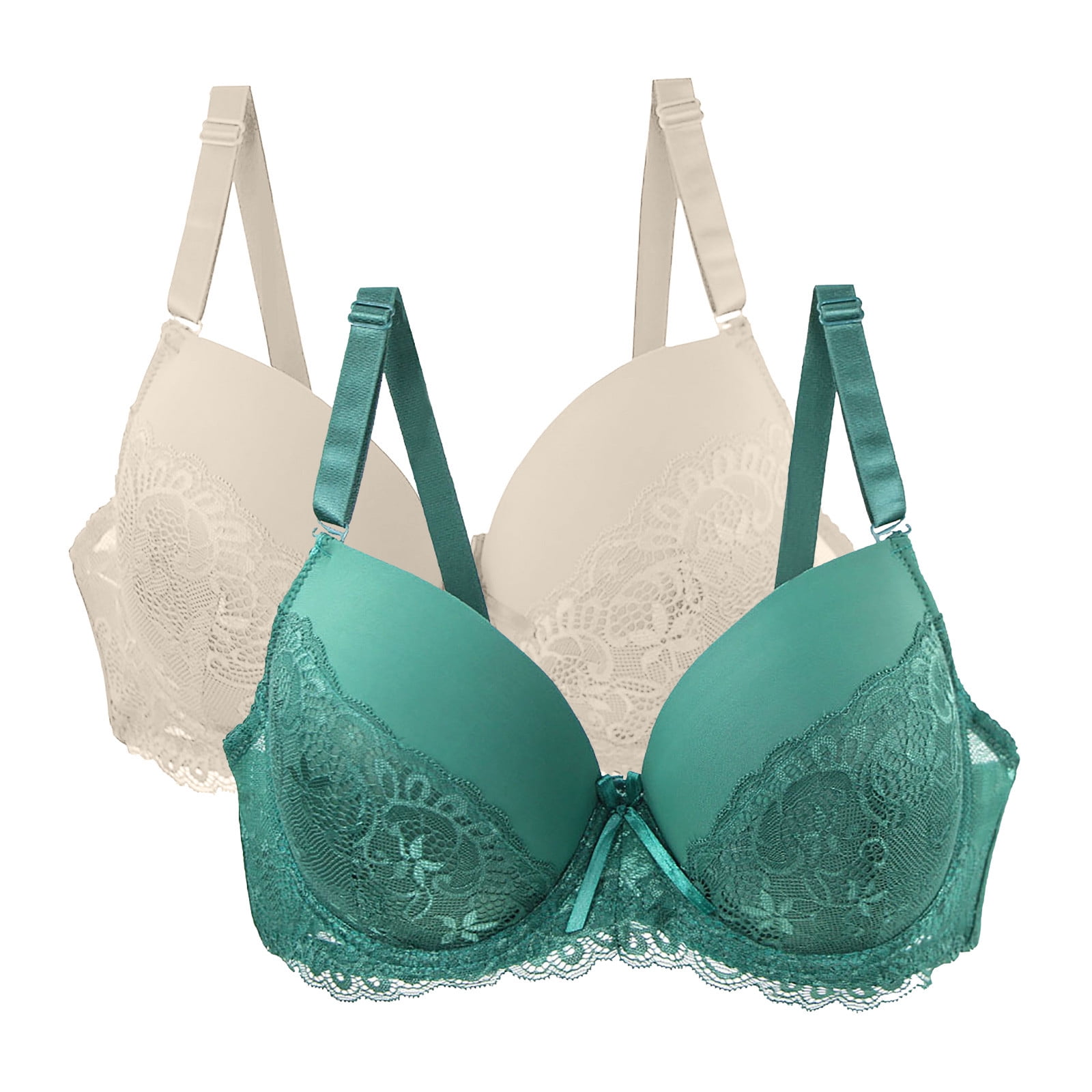 2 Pc Womens Lace Sexy Bras Front Closure Wireless Bra Adjustable Lace ...