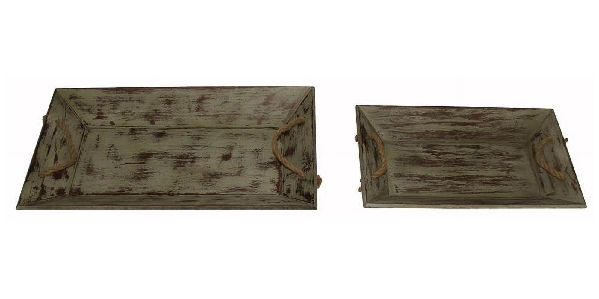 2-Pc Wooden Rectangular Tray Set with Rope Handles - Walmart.com