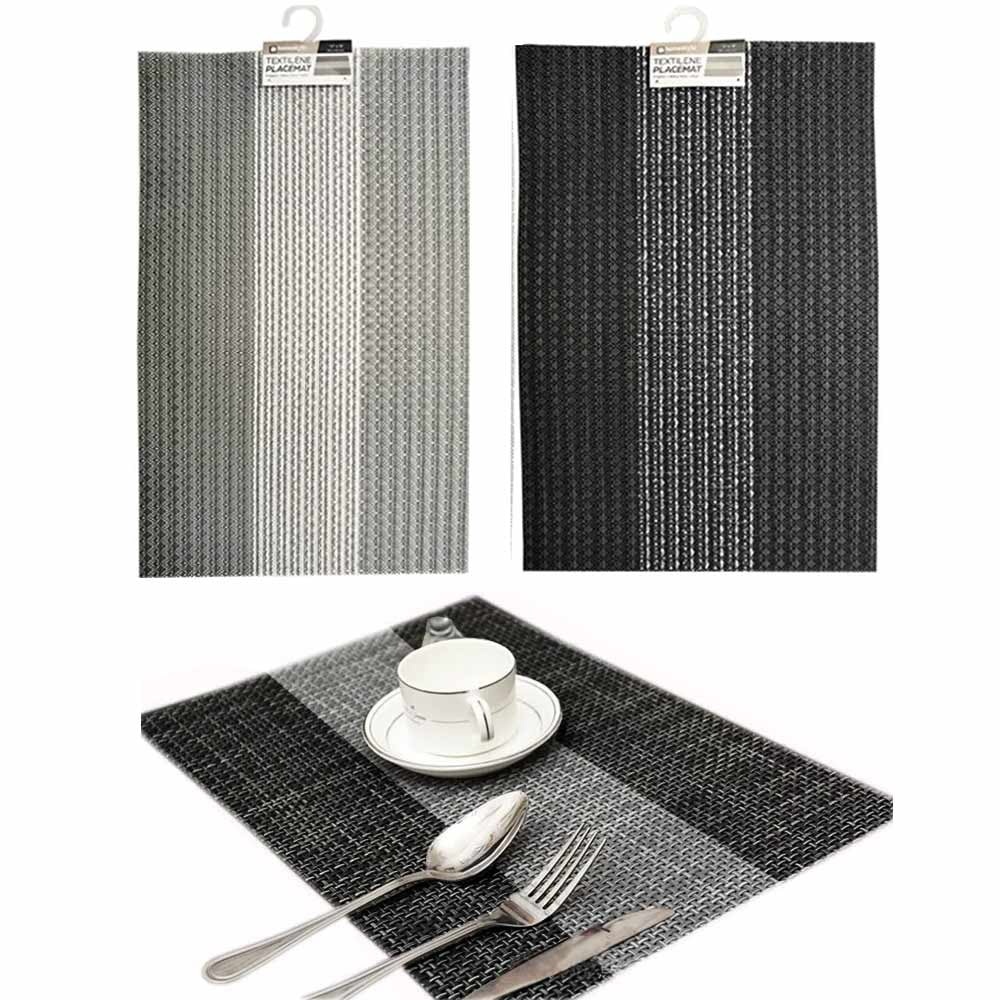 2 Pc Woven Placemat Decorative Metallic Vinyl Decor Table Protection ...